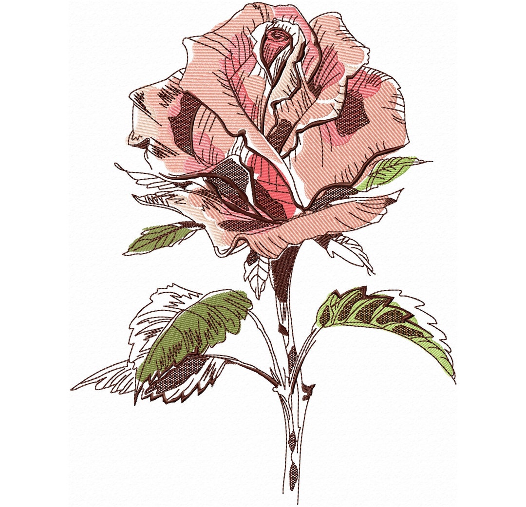 ROSE Flower Machine Embroidery Design Floral Embroidery File, Garden ...