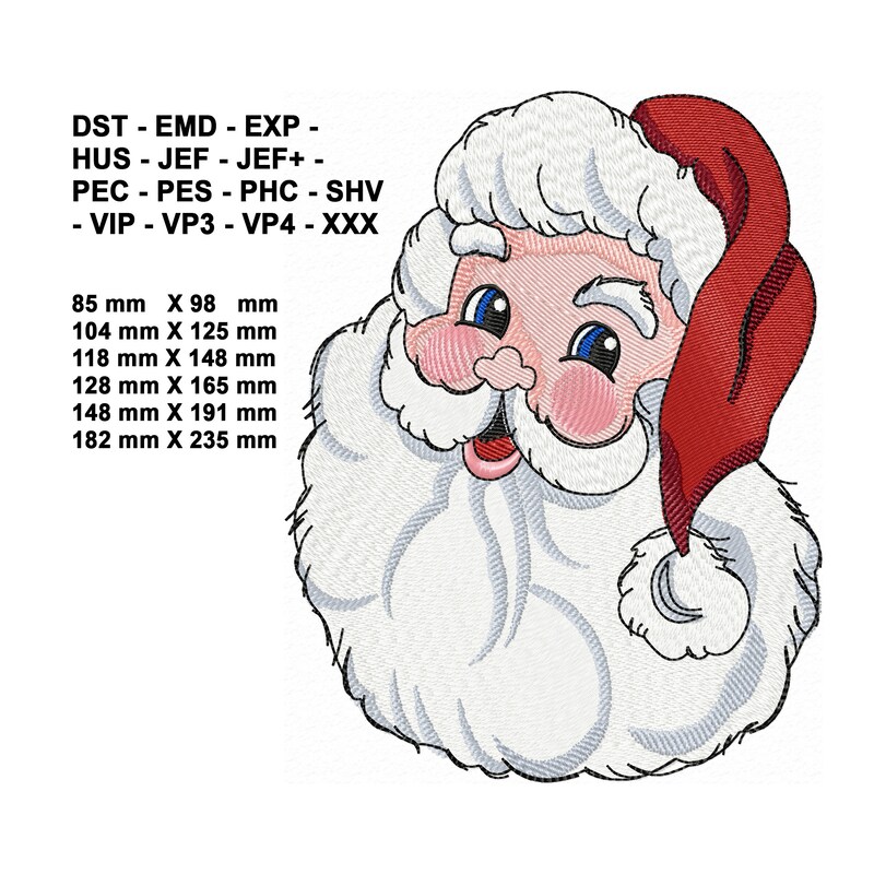 Santa Face Embroidery Design - Etsy