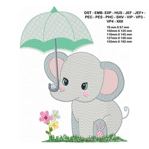 Cute Baby Elephant Machine Embroidery, Animal Embroidery Design, Baby ...