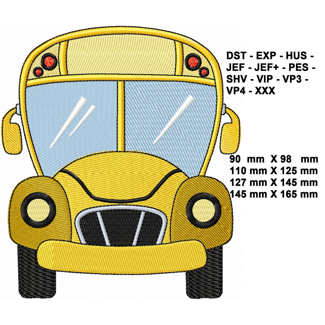 School Bus Machine Embroidery Designs, Back to School Embroidery Design ...