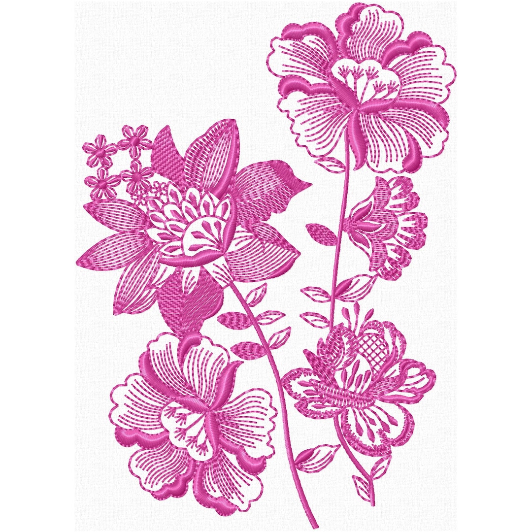 Flower Embroidery Machine Embroidery Design Fantastic Artistic Flowers ...