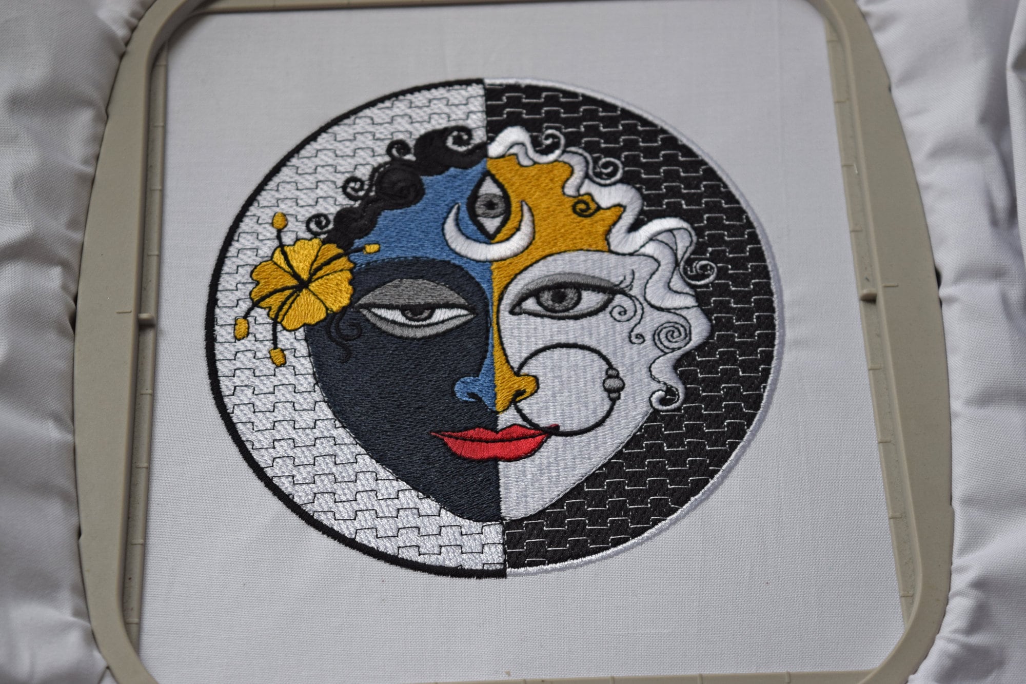 Hindu Woman Face Embroidery Design Mandala Face Machine Embroidery Face ...