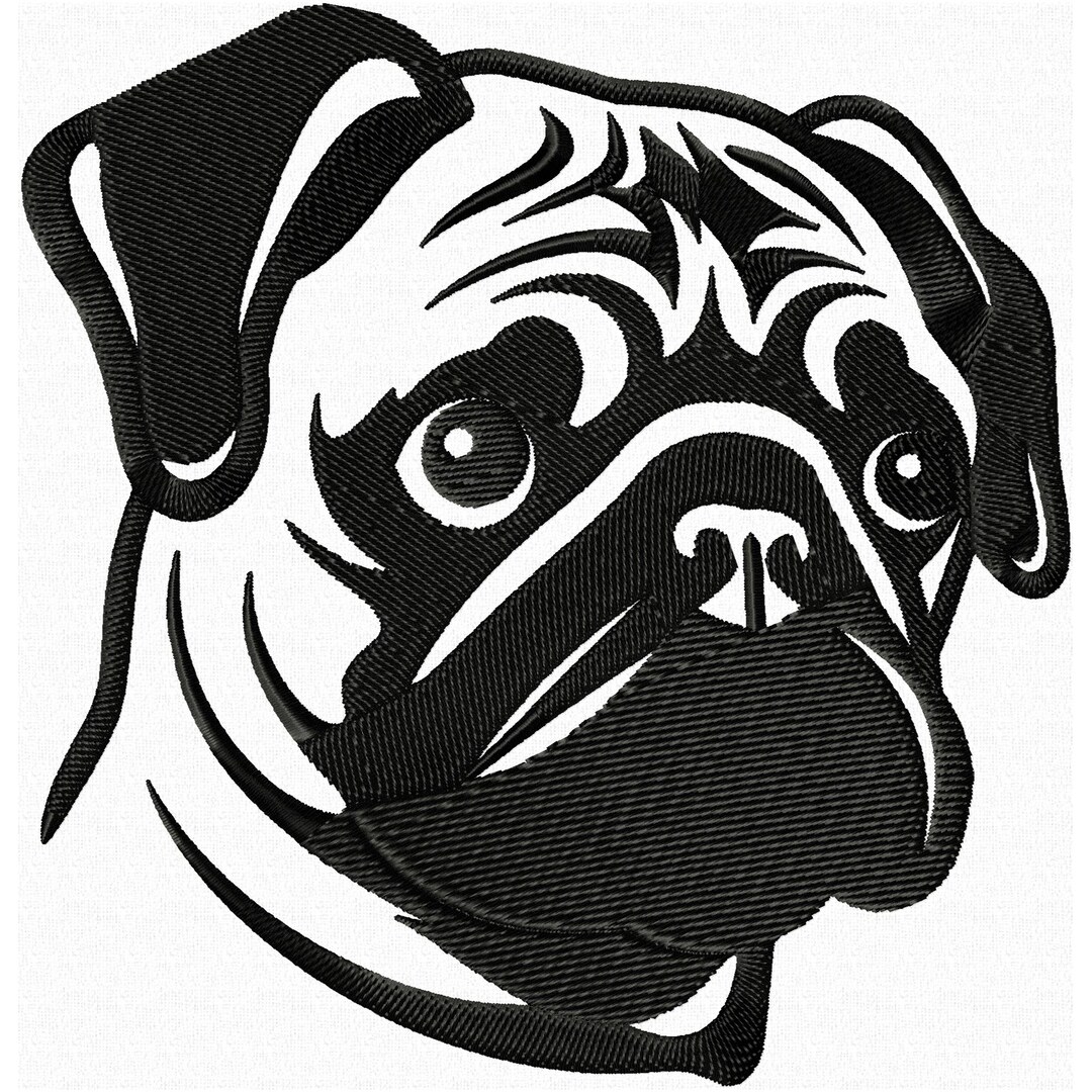 Cute Pug Machine Embroidery Design Adorable Dog Pet Portrait Embroidery ...