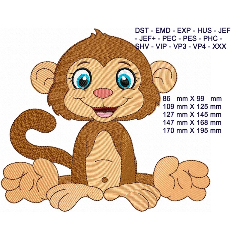 Monkey Embroidery - Etsy