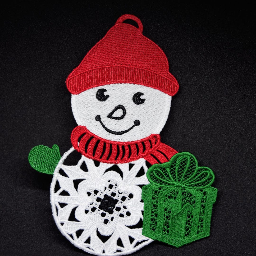 Christmas FSL Snowman Embroidery Design Machine Embroidery Freestanding ...