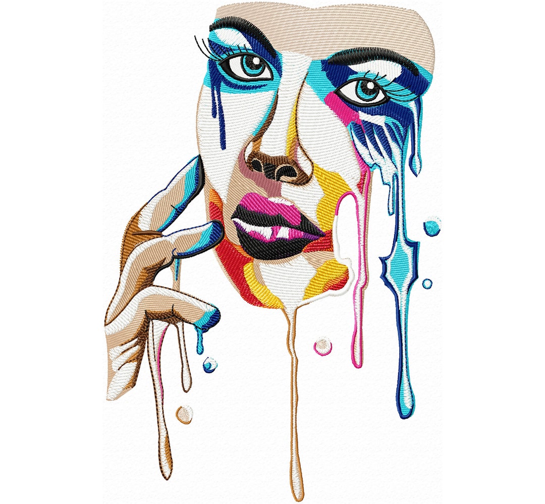 Woman Face Embroidery Design Artistic Machine Embroidery Pattern ...