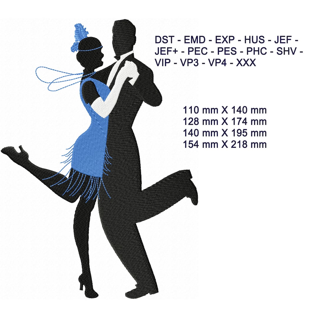 Dancers Embroidery Design, Charleston Embroidery, Machine Embroidery ...