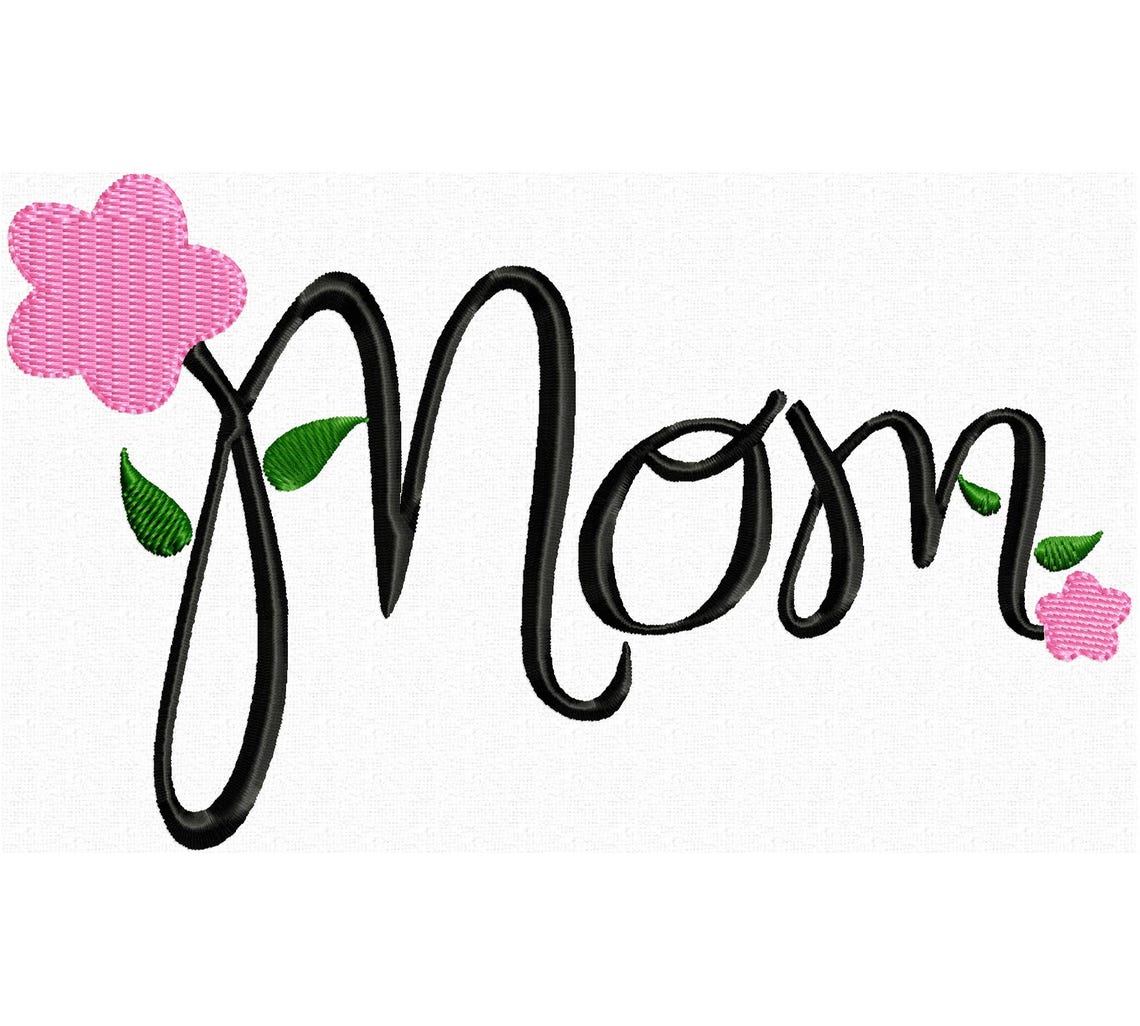 MOM Machine Embroidery Design Floral Text for Mom Gift - Etsy