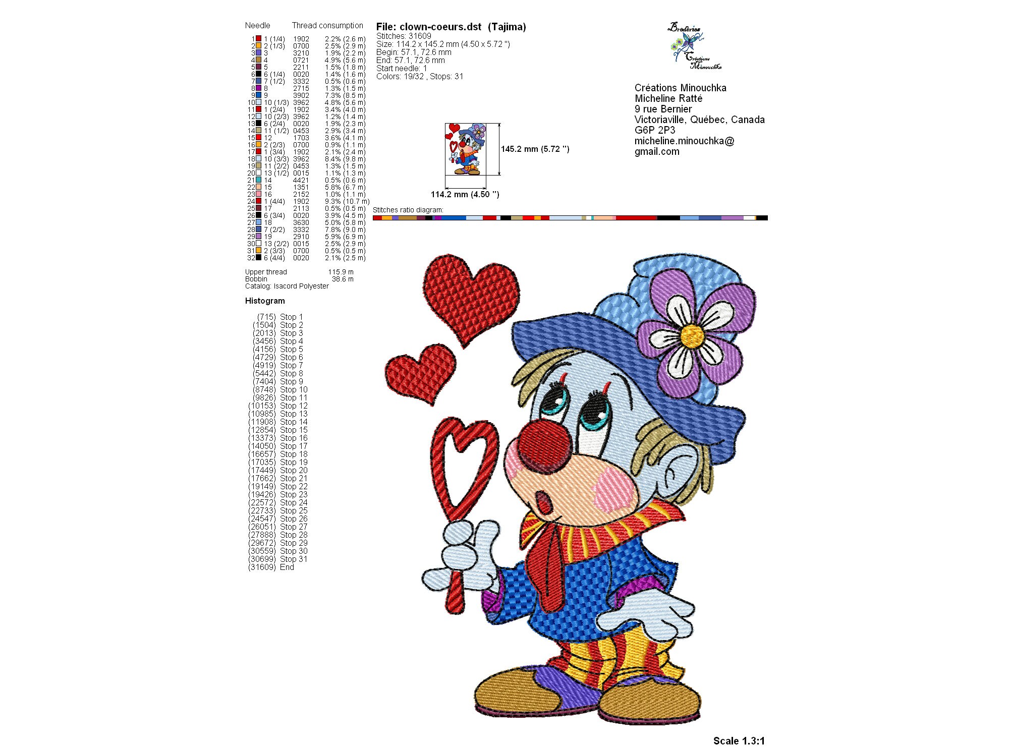 Clown Blowing Hearts Embroidery Design Child Machine Embroidery, Cute ...