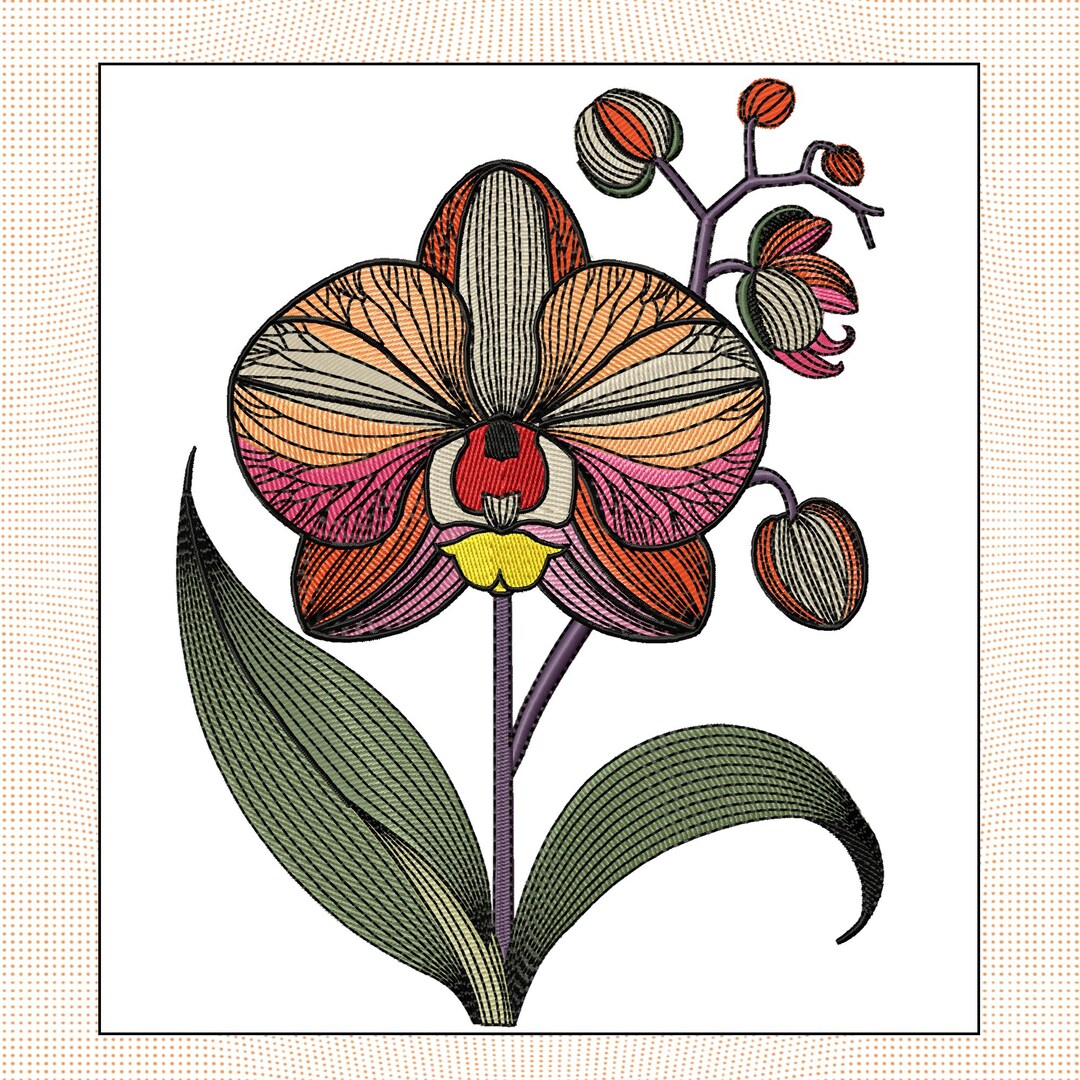 Orchid Embroidery Design Tropical Flower Machine Embroidery Very ...