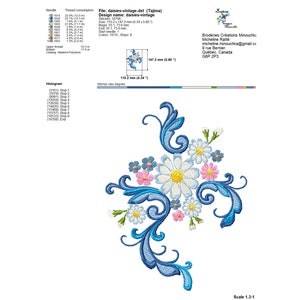 DAISY Border Machine Embroidery Design of Flower Bouquet Floral ...
