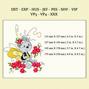 Little Bee Embroidery Design Machine Embroidery of Bee Surrounded by ...