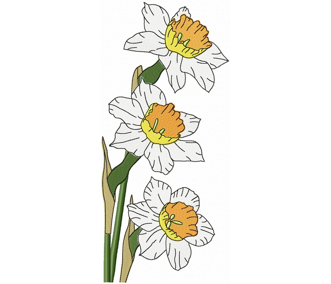 Daffodil Spring Flower Embroidery Design Machine Embroidery Designs - Etsy