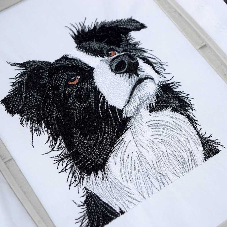 Border Collie Embroidery Design, Realistic Sheepdog Machine Embroidery ...