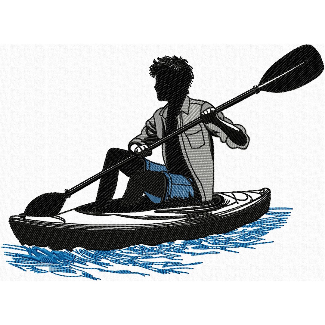Man in Kayak Embroidery Design Sports Machine Embroidery Nautical ...