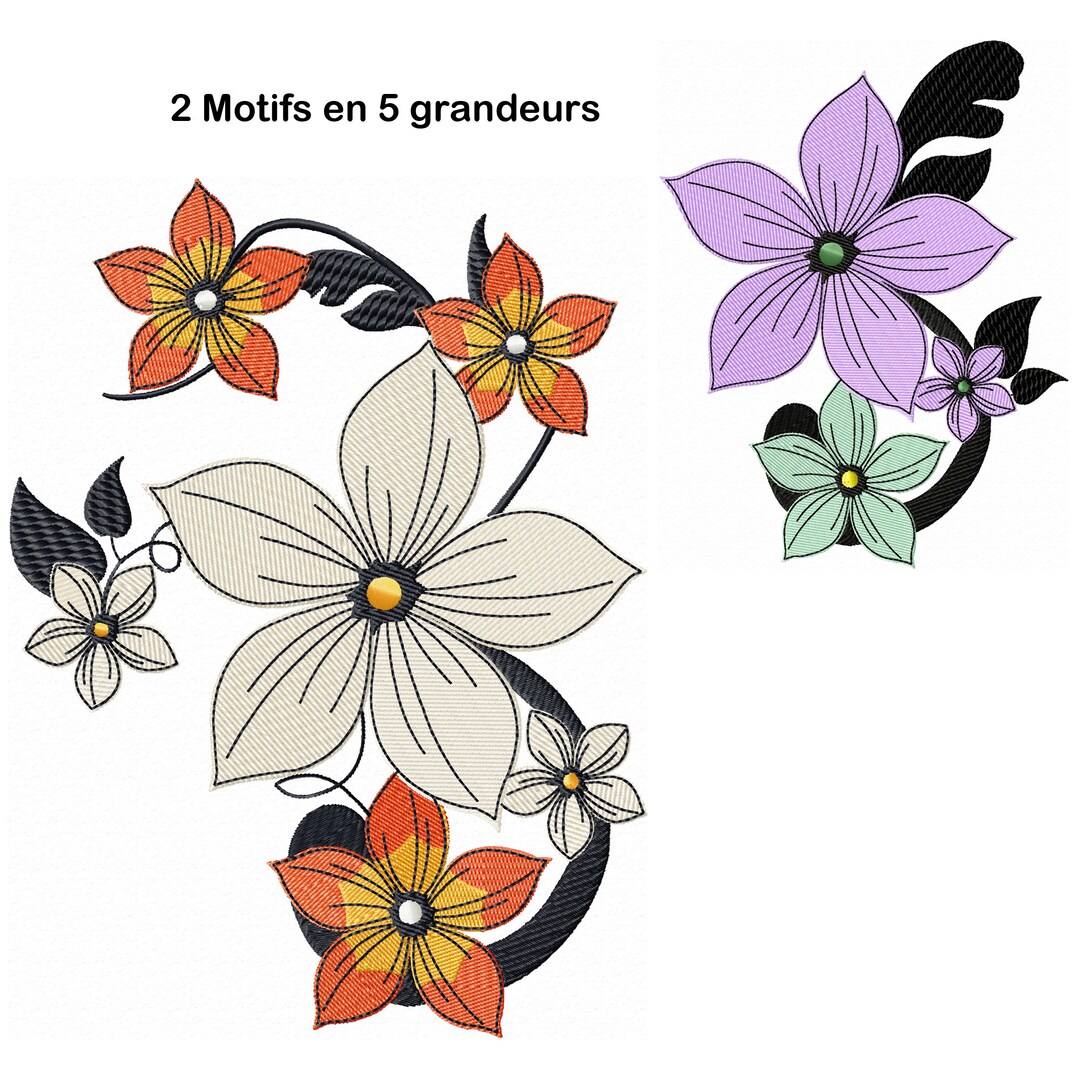 Modern Flower Machine Embroidery Design, Timeless Floral Embroidery - Etsy