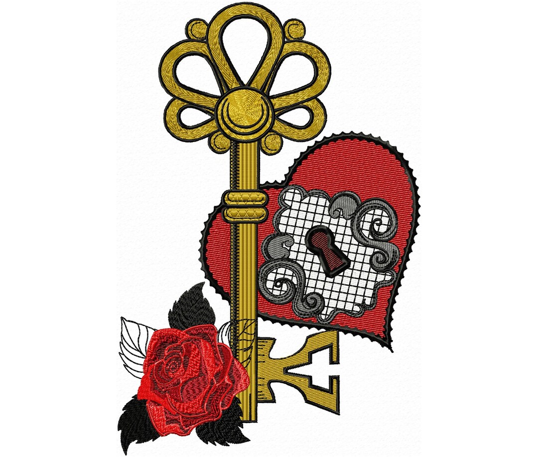 Key of the Heart Embroidery Design Machine Embroidery Designs, Rose ...