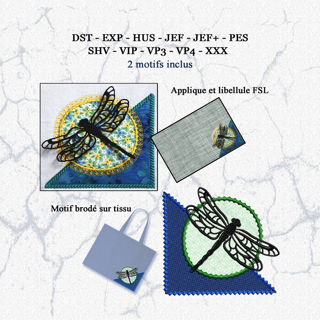 Applique Embroidery Design With Dragonfly FSL Machine Embroidery, Corner Decoration With ...