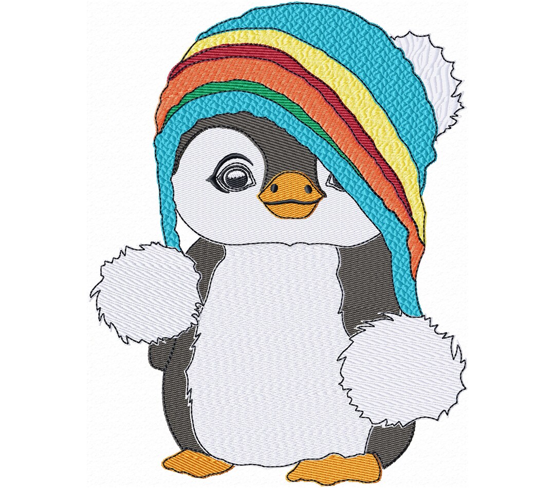 Cute PENGUIN Machine Embroidery Design Bird With Hat Embroidery ...
