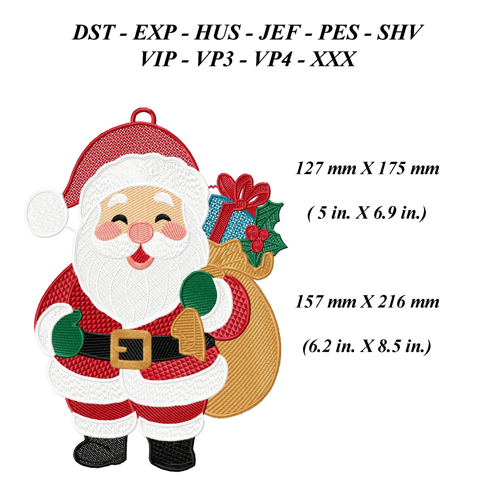 FSL Christmas Santa Embroidery Design Christmas Ornament Machine ...