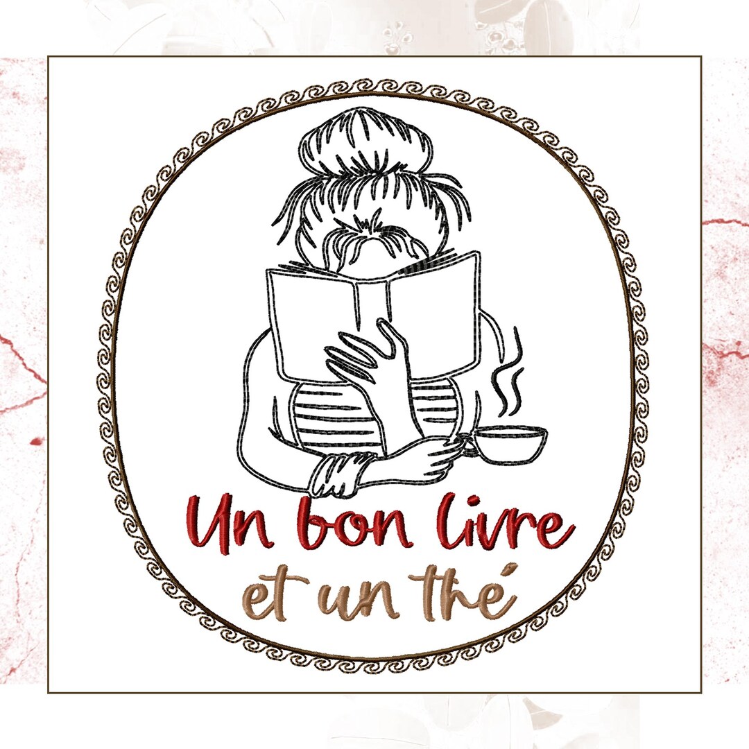 Woman With a Book Embroidery Design Relaxing Machine Embroidery Book ...