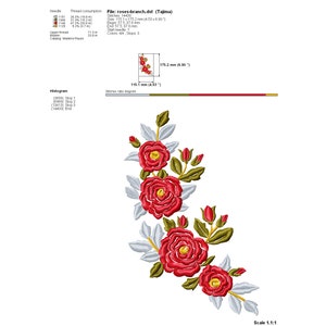 Floral Roses Machine Embroidery Design Branches of Roses, Floral ...