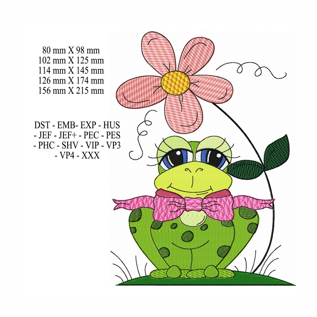 Cute Frog Animal Embroidery Machine Embroidery Designs, Floral ...