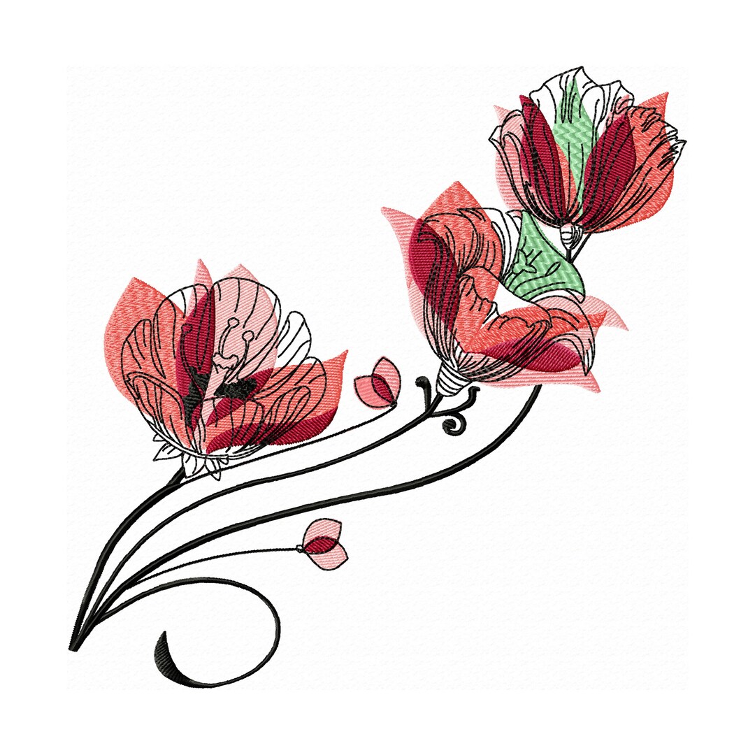 Flower Embroidery Design TULIP Machine Embroidery, Floral Embroidery ...