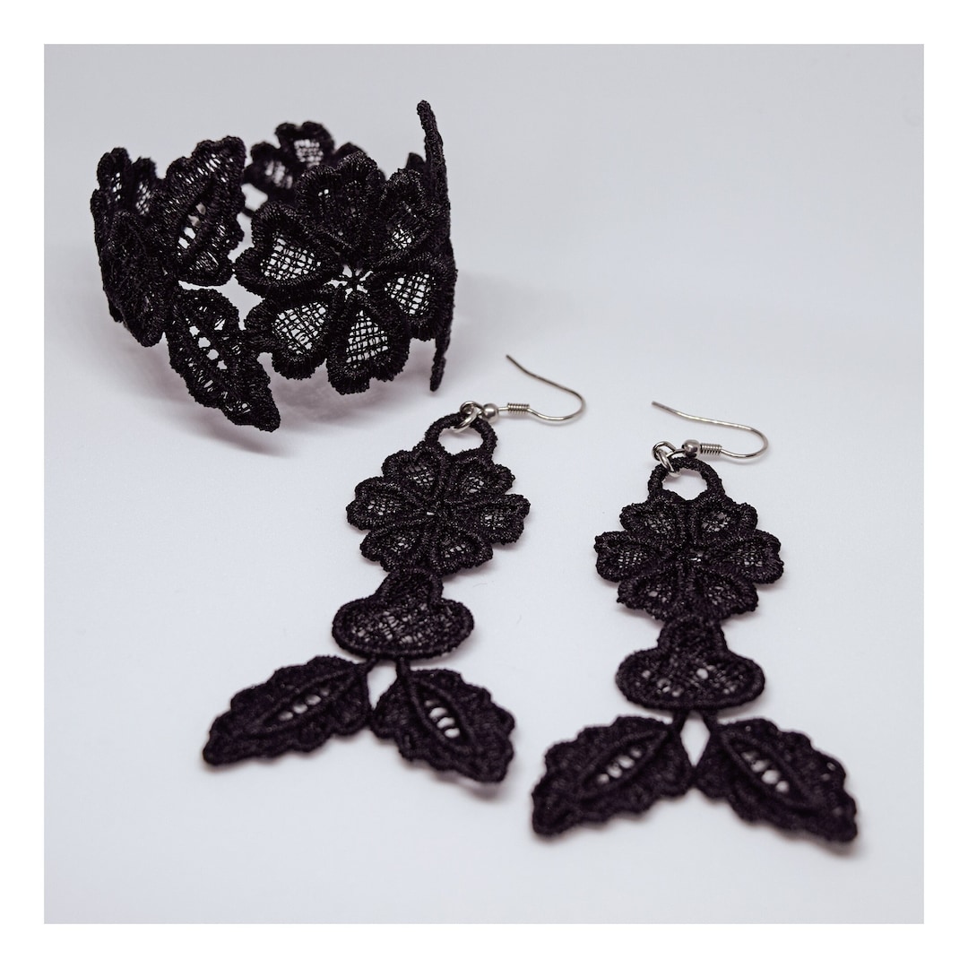 FSL Machine Embroidery Design Lace Bracelet and Earrings, Self ...