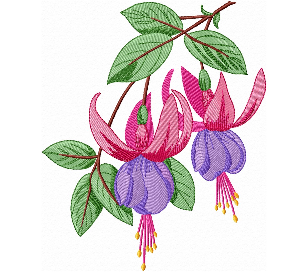 Flower Embroidery Machine Embroidery Design Fuschia Garden Flower ...