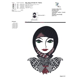 Woman Embroidery Design Machine Embroidery Woman's Face With Hijab ...
