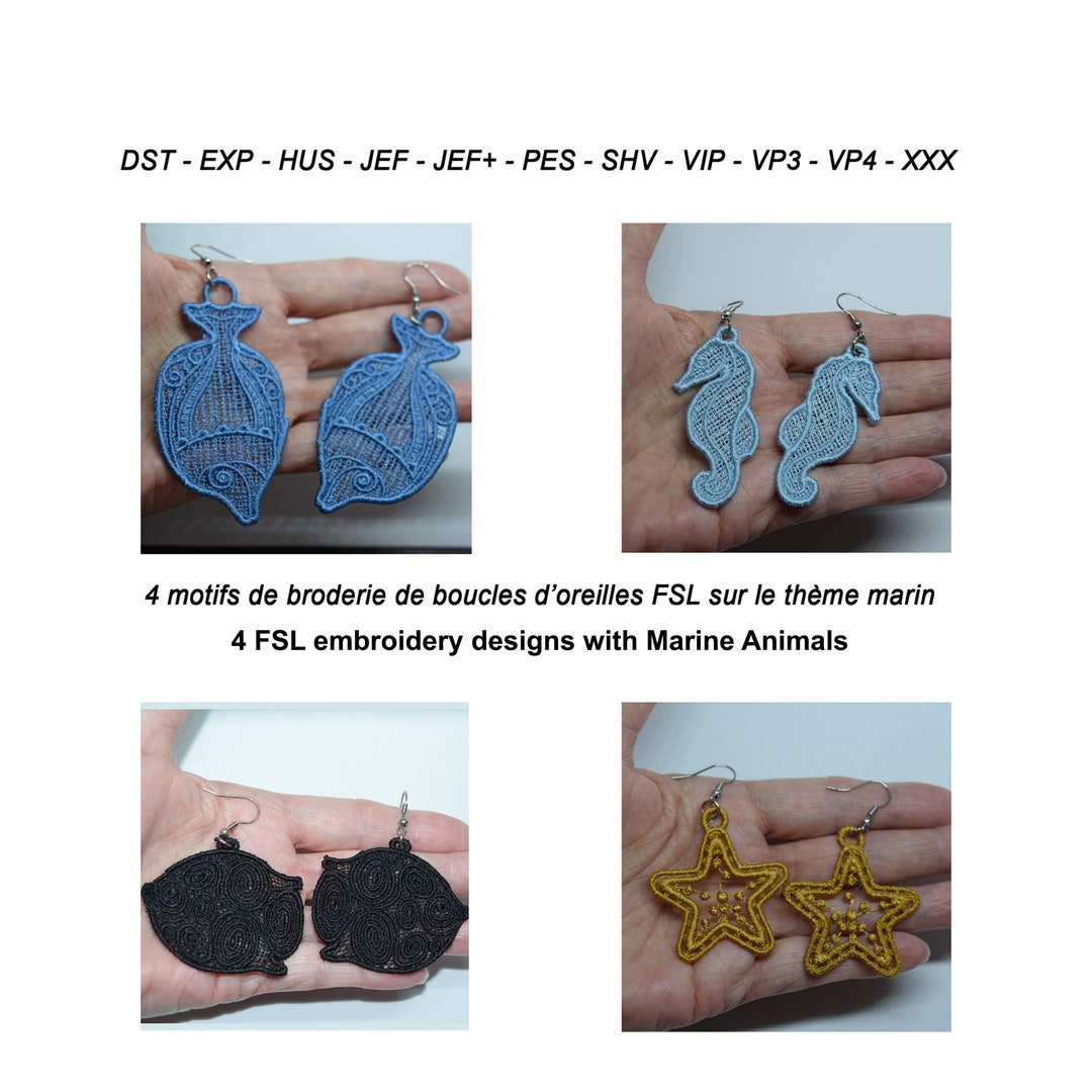 Lace Earrings Embroidery Design FSL Machine Embroidery Designs - 4 ...
