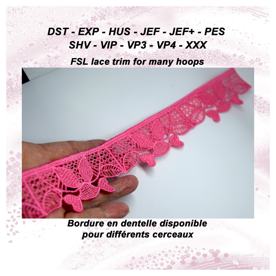 FSL Lace Trim Machine Embroidery, Design Lace Border, Freestanding Lace ...