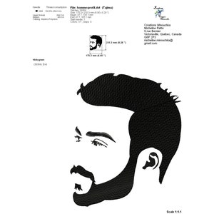 Man Face Machine Embroidery Design, Embroidery for Men, Fashion ...