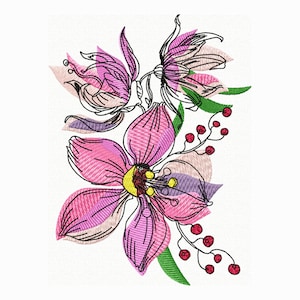 Flower Machine Embroidery Design Floral Embroidery, Artistic Flower ...