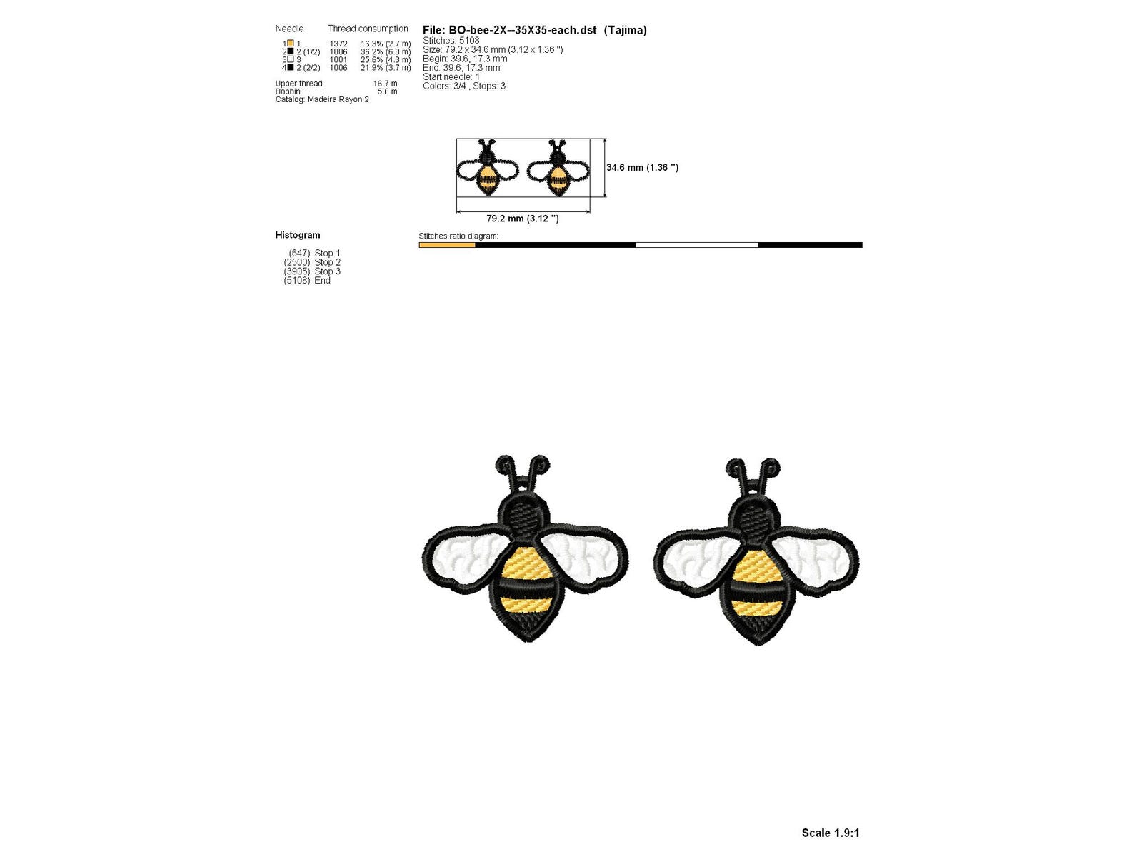 FSL Bee Embroidery Design Bee Bracelet and Earrings Set Machine ...