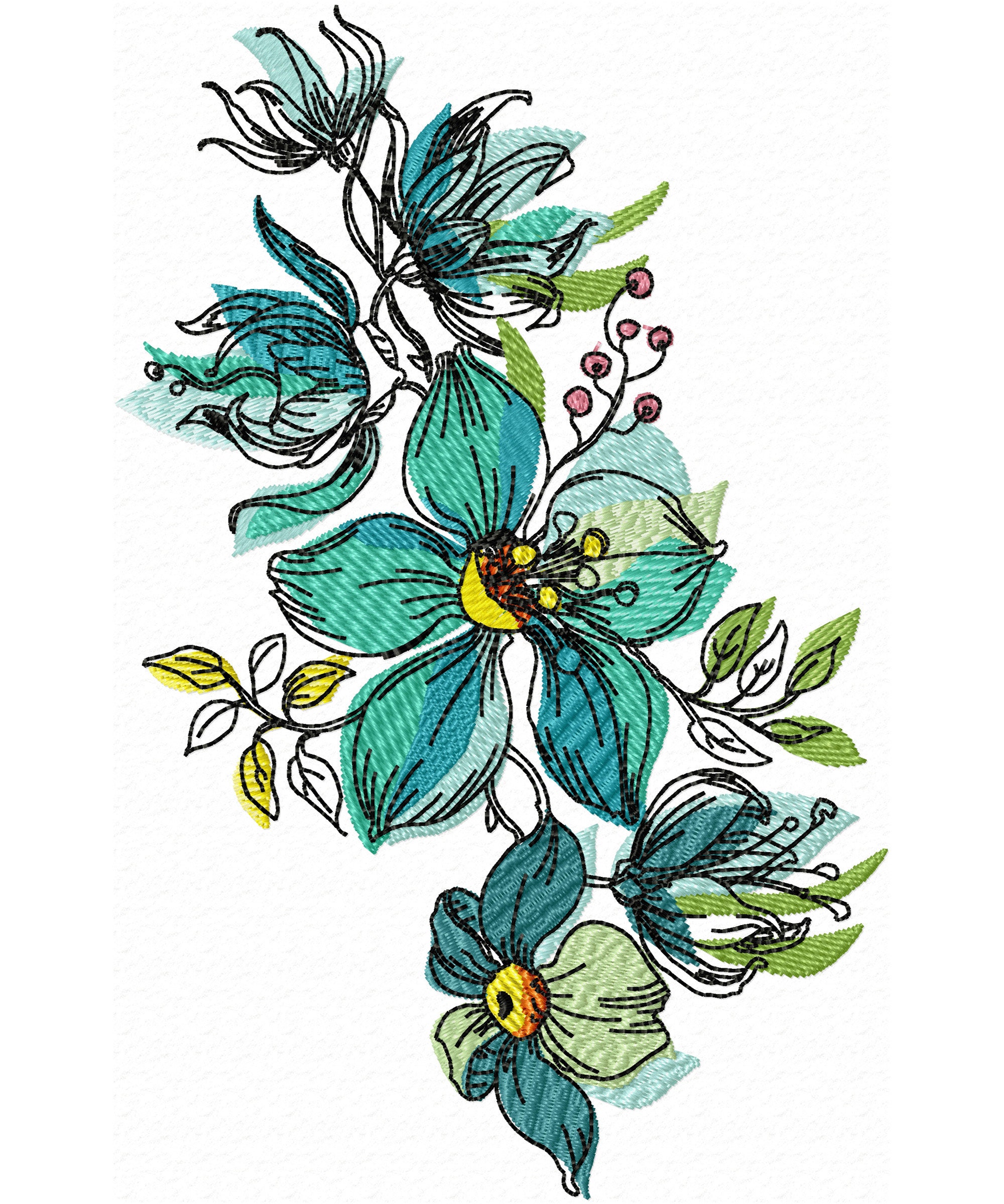 Flower Embroidery Design Floral Embroidery Pattern Machine - Etsy