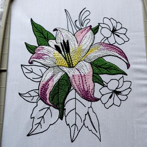 Lily Machine Embroidery Designs Line Art Floral Embroidery Pattern ...