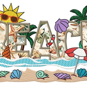 Summer Machine Embroidery Designs Beach Applique Embroidery With Sun ...