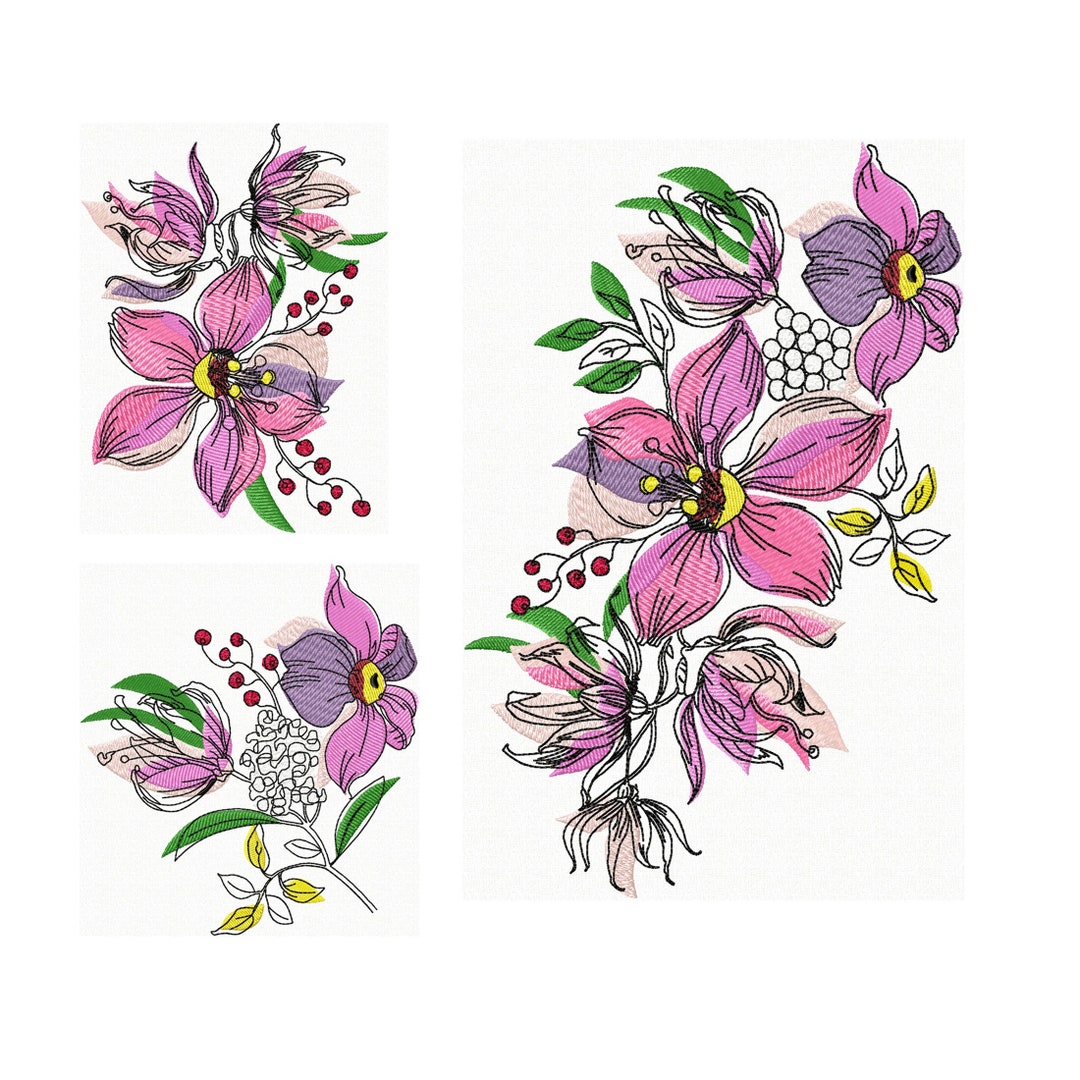 Flower Machine Embroidery Design Floral Embroidery, Artistic Flower ...
