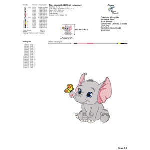 Cute Baby Elephant Animal Machine Embroidery Design, Elephant With Big ...