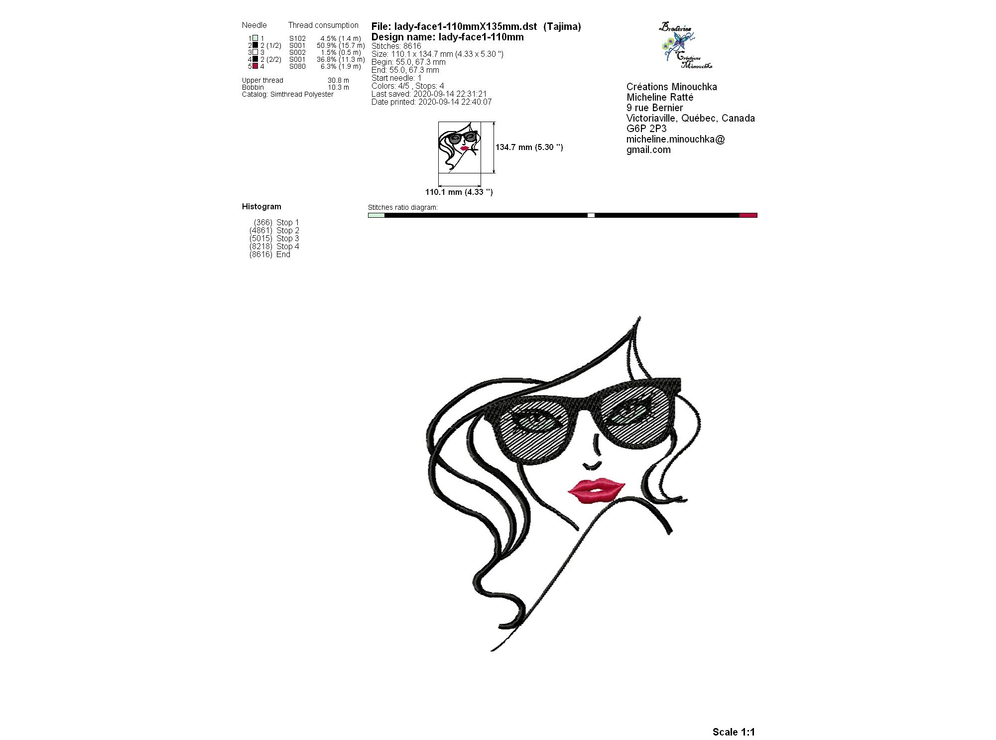 Woman Face With Glasses Embroidery Design, Fashion Machine Embroidery ...