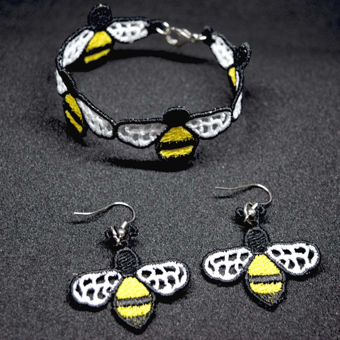 FSL Bee Embroidery Design Bee Bracelet and Earrings Set Machine ...