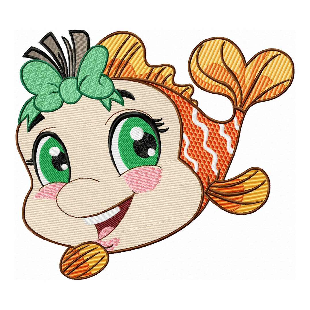 Goldfish Machine Embroidery Design, Cute Fish Embroidery, Children ...