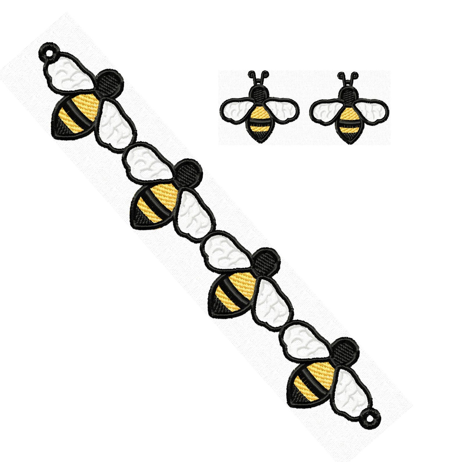 FSL Bee Embroidery Design Bee Bracelet and Earrings Set Machine ...