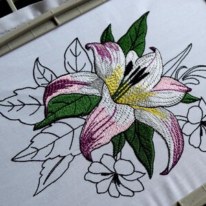 Lily Machine Embroidery Designs Line Art Floral Embroidery Pattern ...