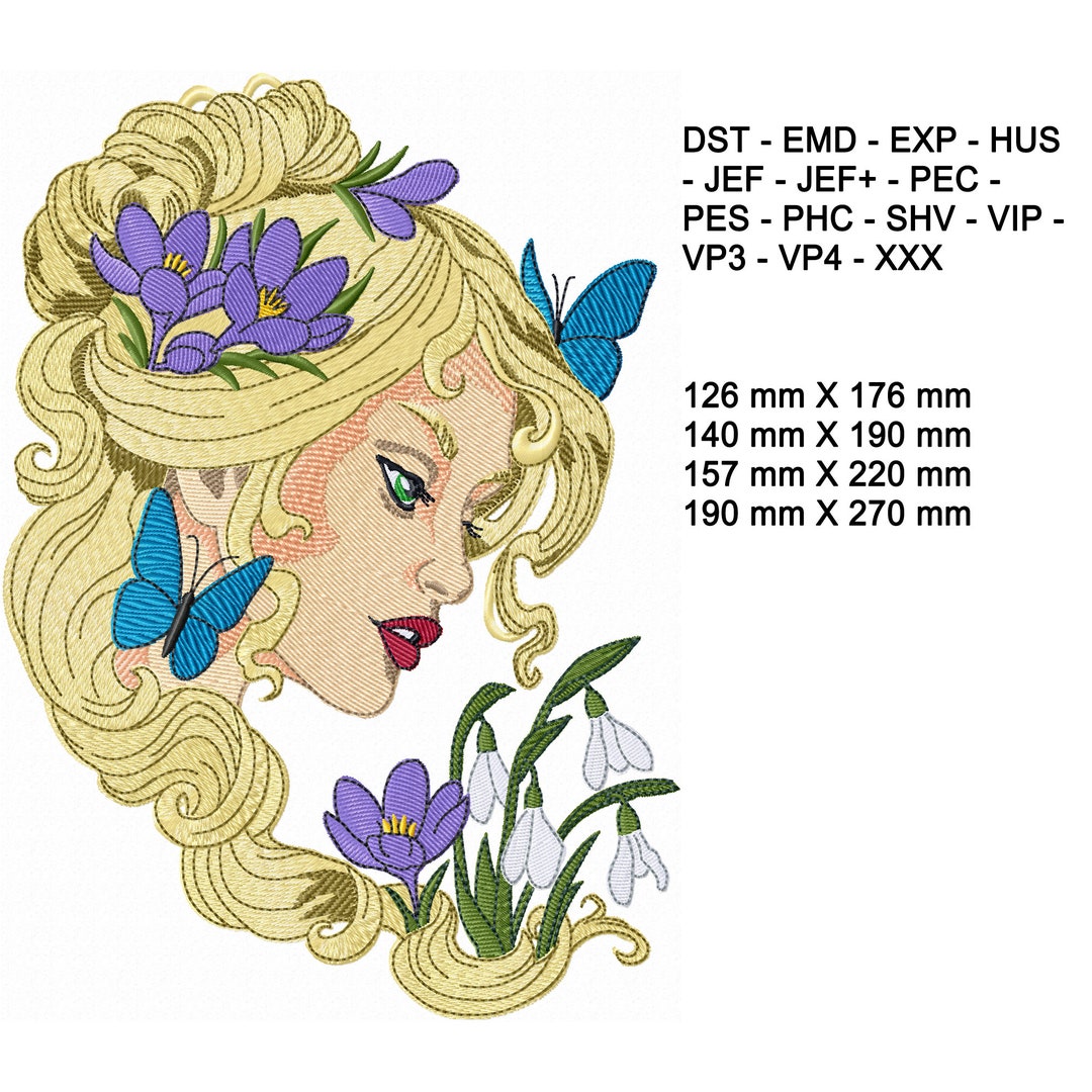 Pretty Woman Embroidery Design Machine Embroidery Designs, Woman's Face ...