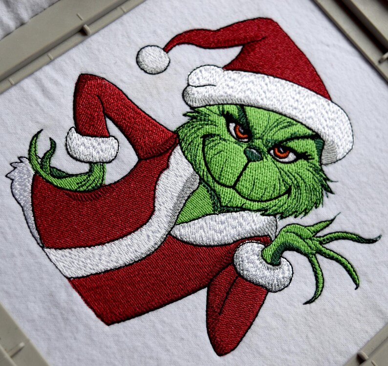 Christmas Embroidery Design Machine Embroidery of Grinch Dressed as ...