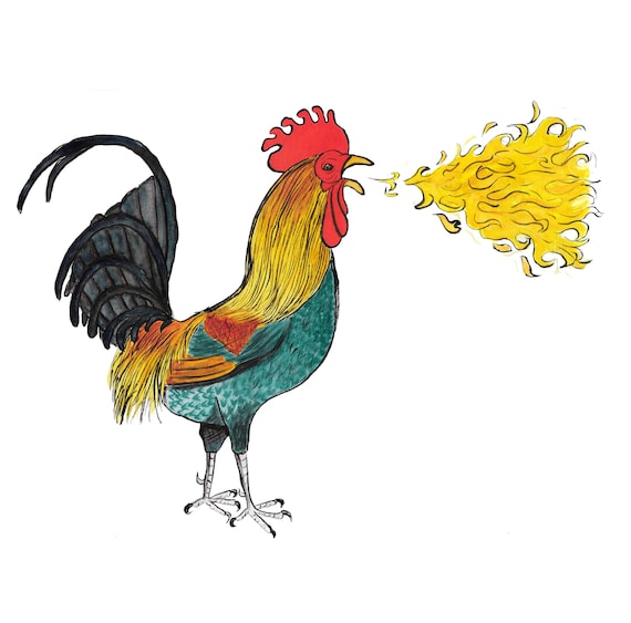 Fire-breathing Rooster Print Instant Download - Etsy