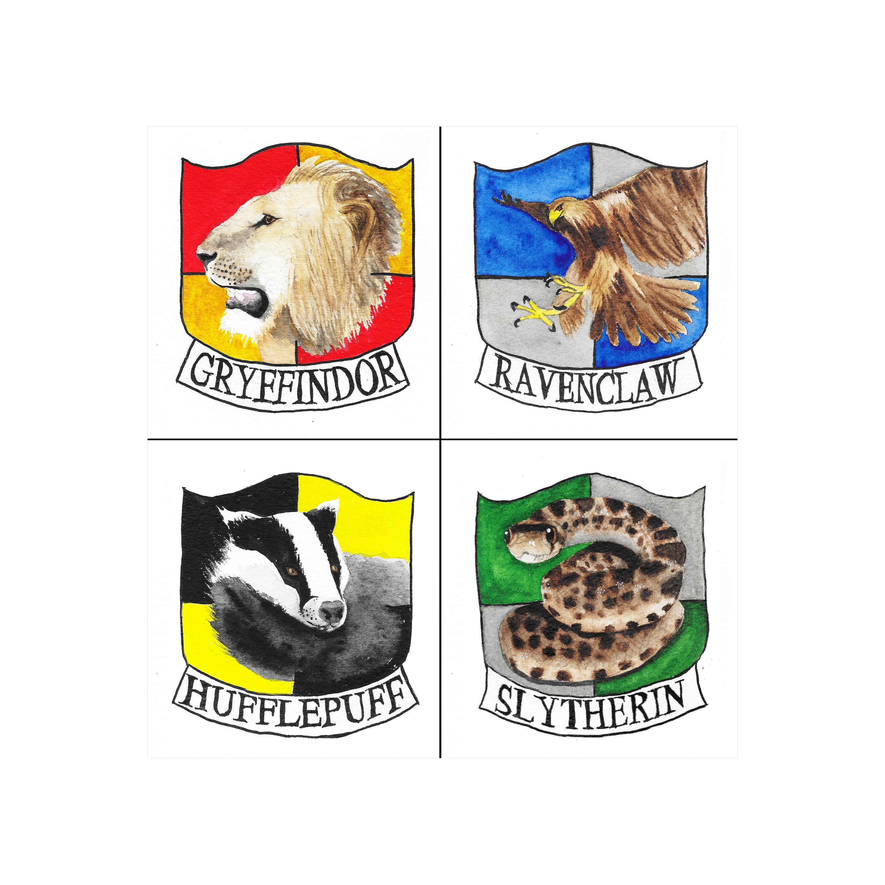 Hogwarts House Crest Set ALL FOUR Instant Downloads | Etsy